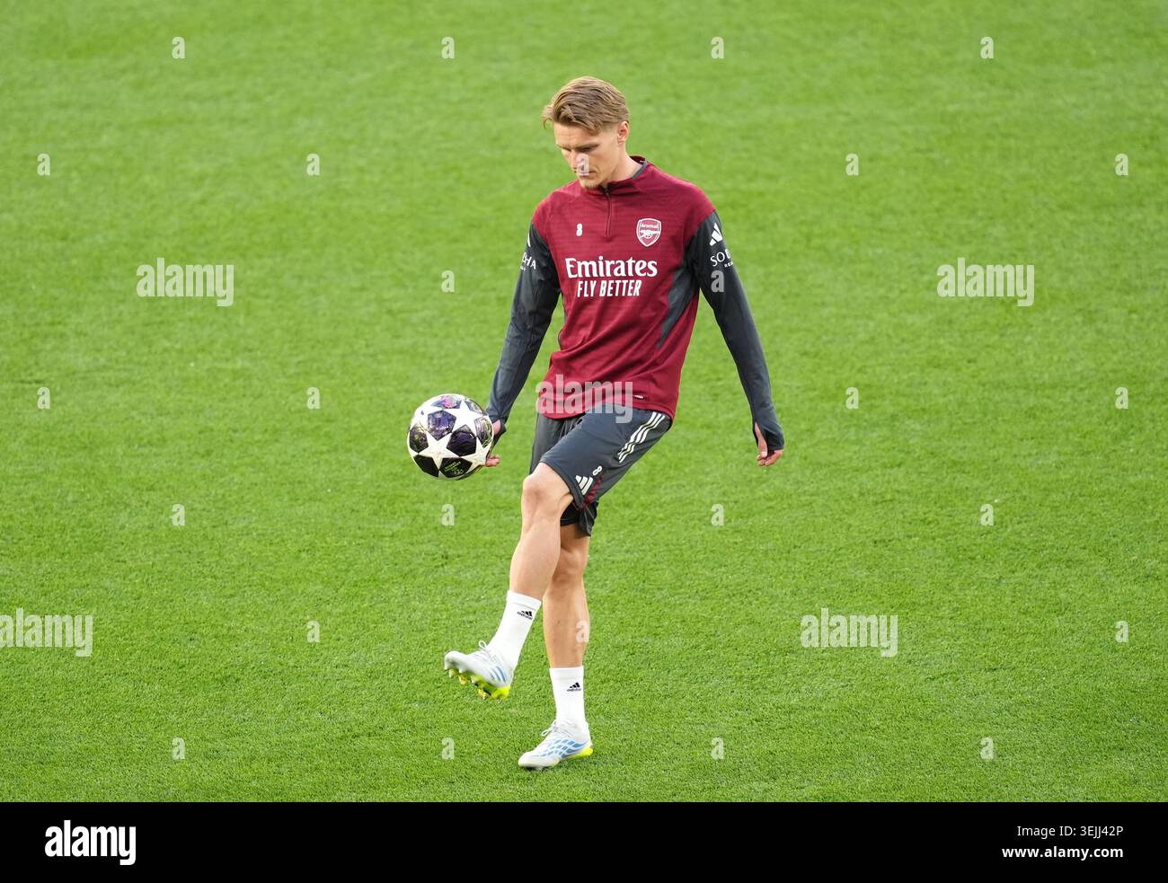 Arsenal's Martin Odegaard during a training session at the Puskas Arena ...
