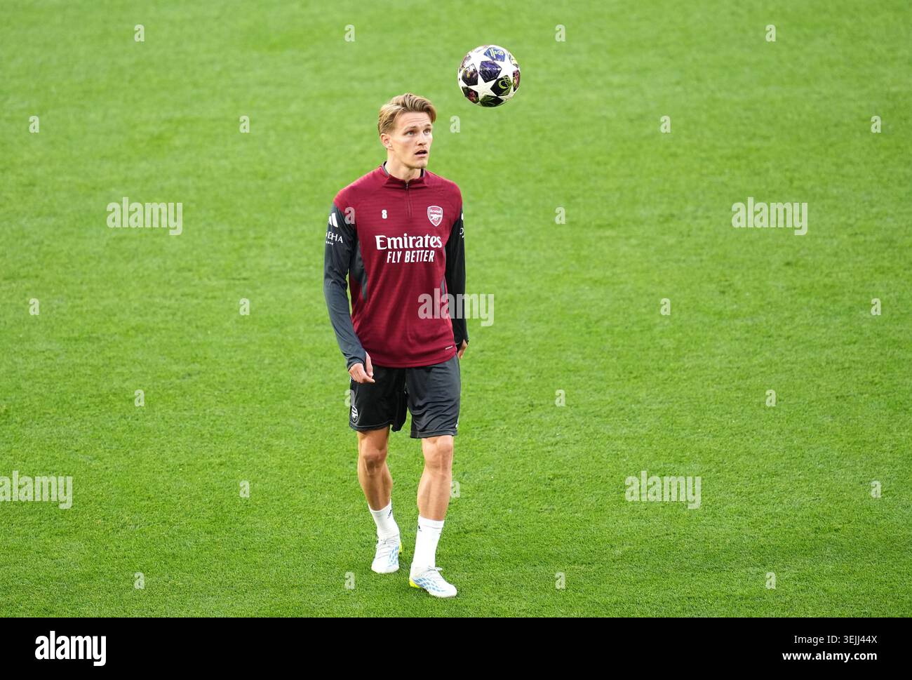 Arsenal's Martin Odegaard during a training session at the Puskas Arena ...
