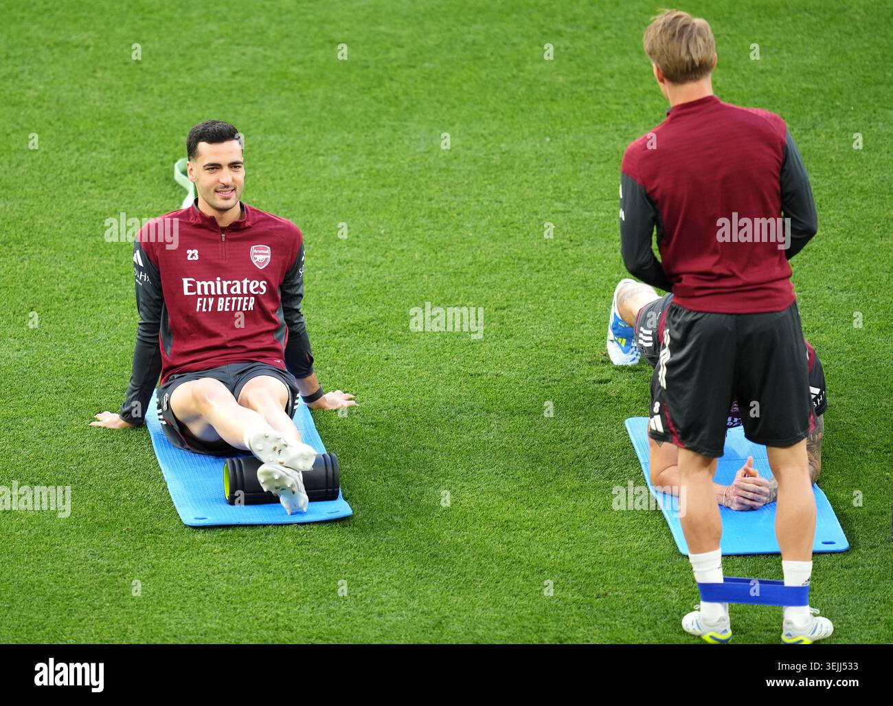 Arsenal's Mikel Merino during a training session at the Puskas Arena ...