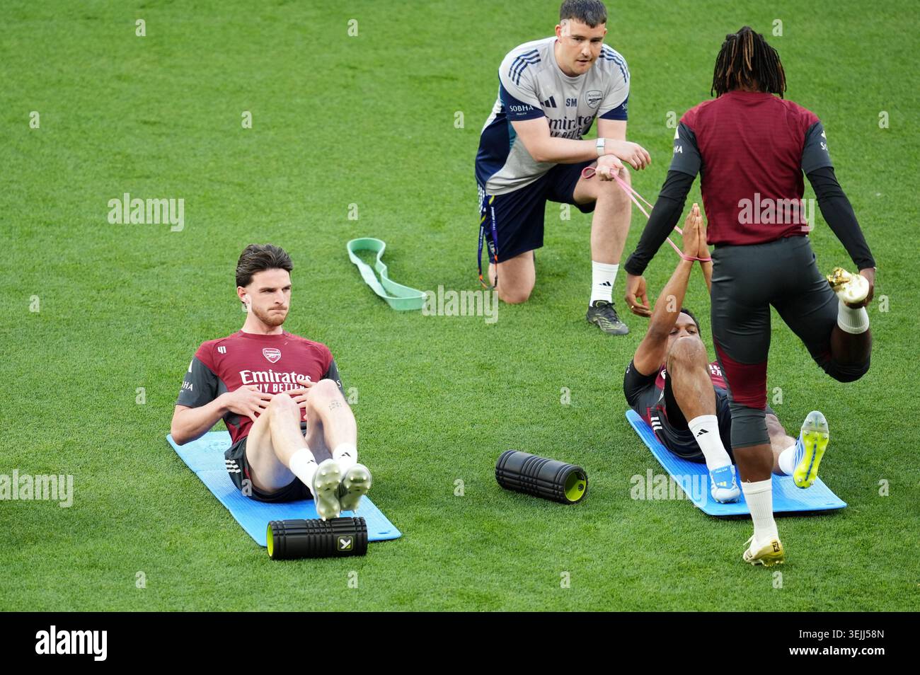 Arsenal's Declan Rice during a training session at the Puskas Arena ...