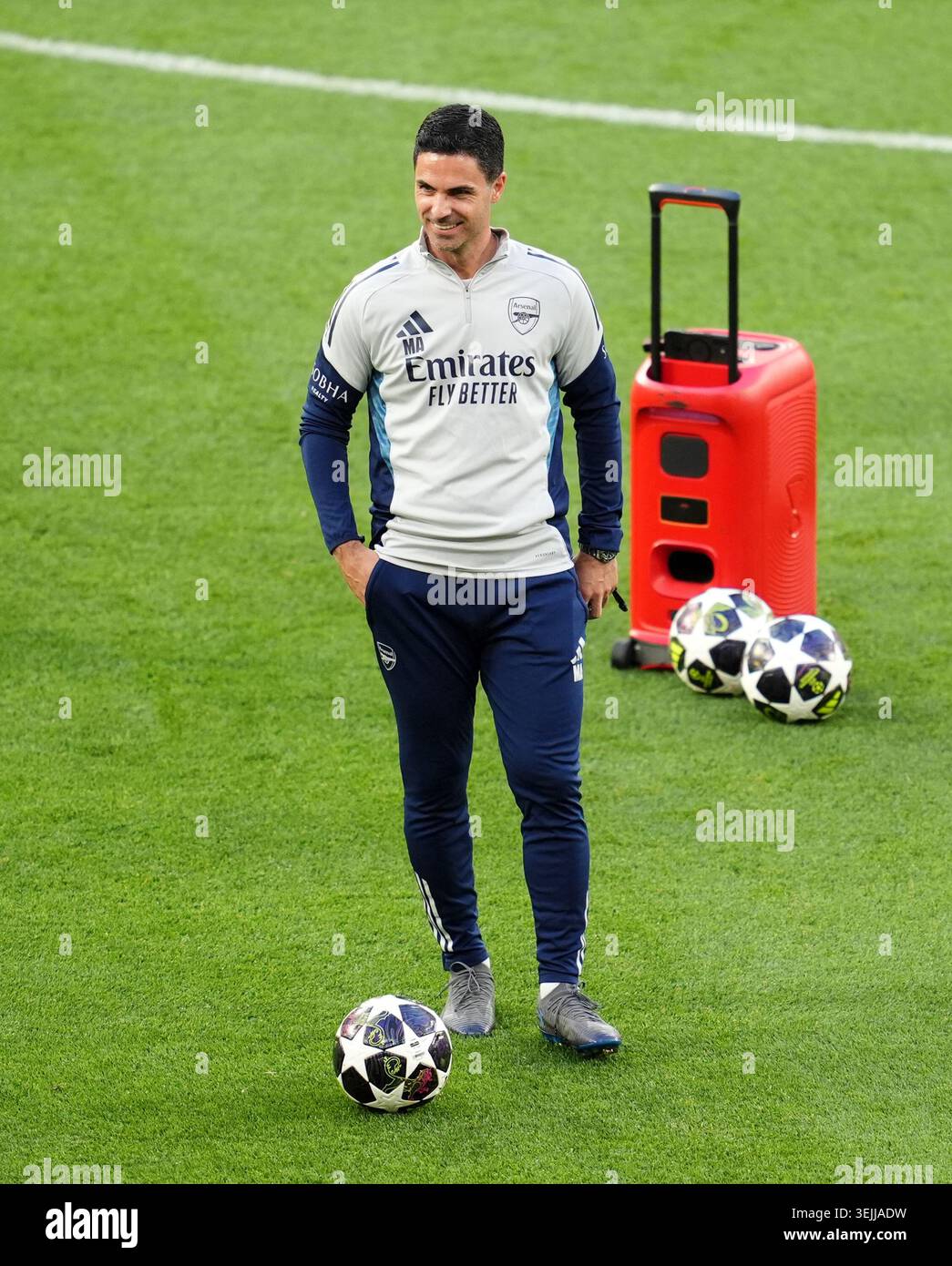Arsenal manager Mikel Arteta during a training session at the Puskas ...