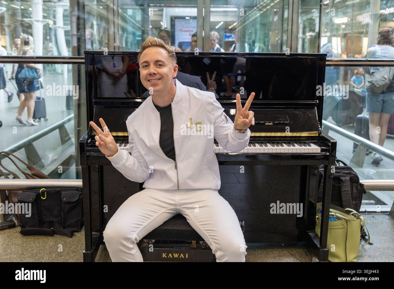 Singer and songwriter, John Galea, seen at St Pancras Train Station on ...