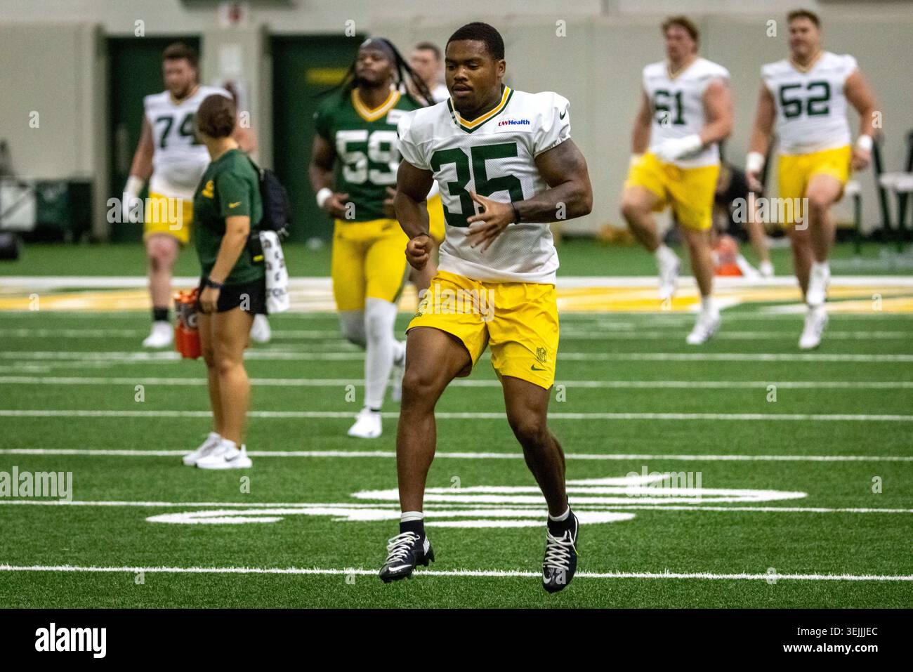 Green Bay Packers Jaden Nixon (35) during a drill at NFL football ...