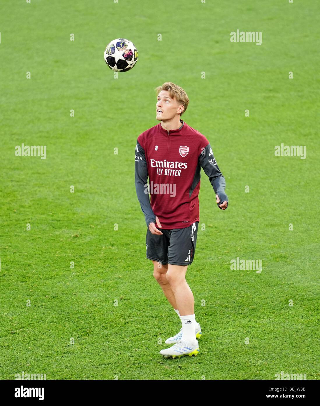 Arsenal's Martin Odegaard during a training session at the Puskas Arena ...