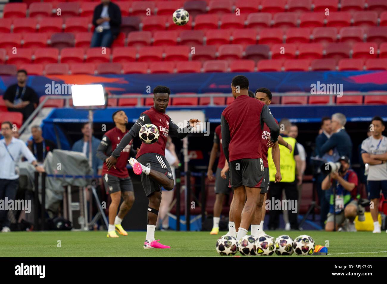 Bukayo Saka of Arsenal FC during the Arsenal FC Training Session ahead ...