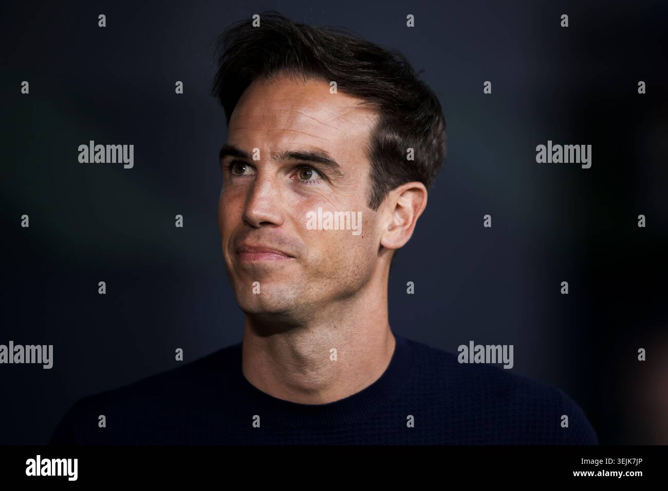 Inigo Perez, head coach of Rayo Vallecano de Madrid, looks on prior to ...