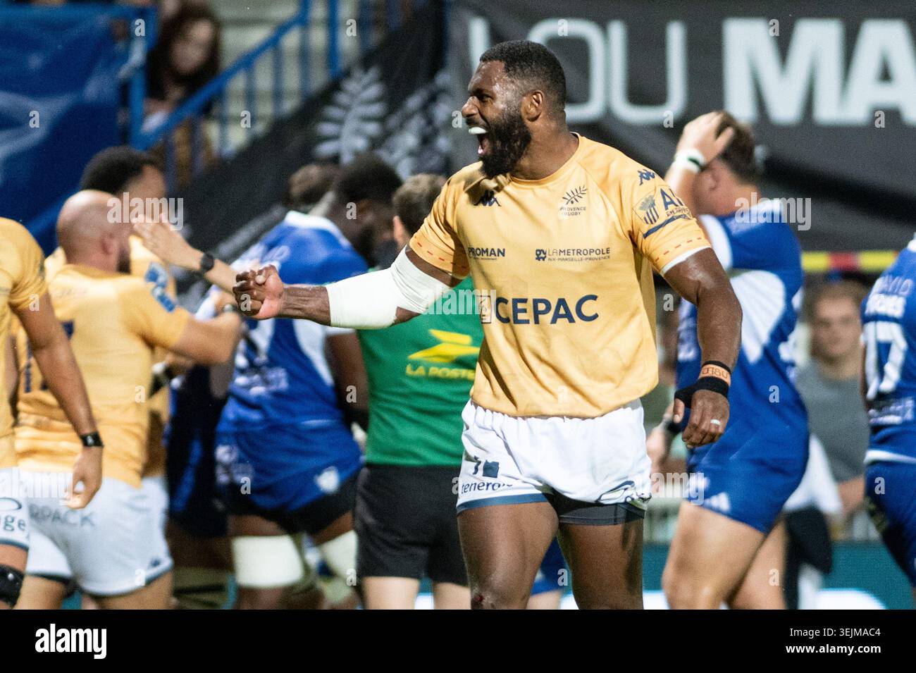 Setareki Bituniyata of Provence celebrates during the Pro D2 - Playoffs ...