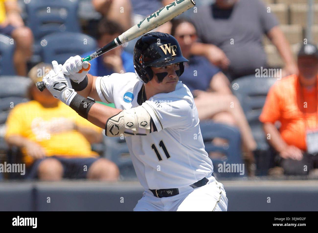 Wake Forest infielder Luke Costello (11) at bat during an NCAA regional ...