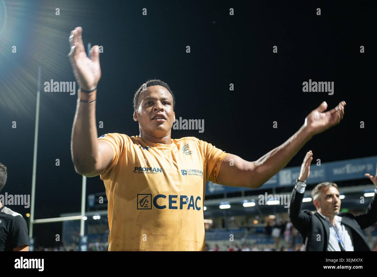 Yannick Youyoutte of Provence celebrates the win during the Pro D2 ...