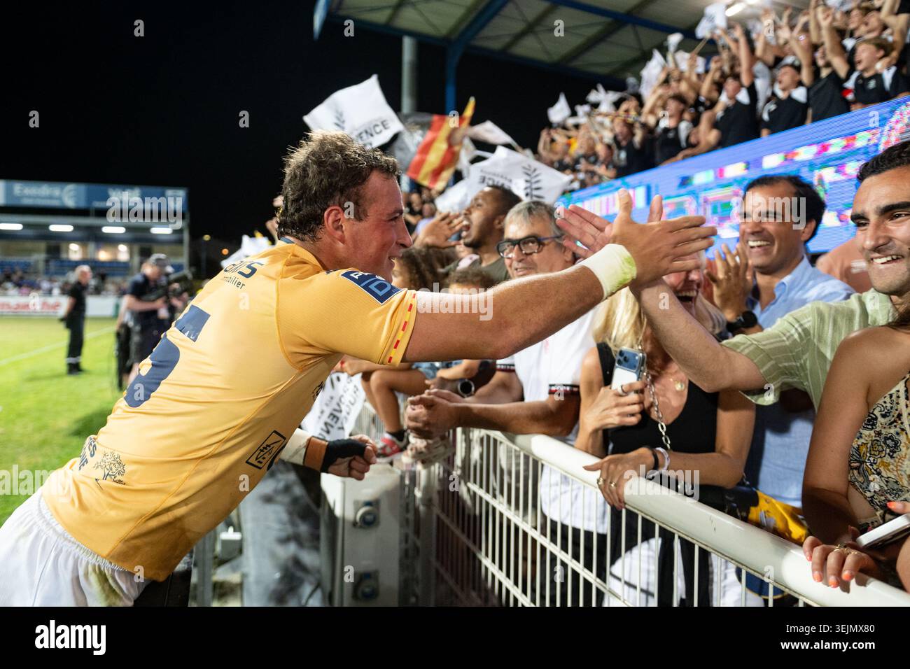 Manuel Vareiro of Provence celebrates with fans during the Pro D2 ...
