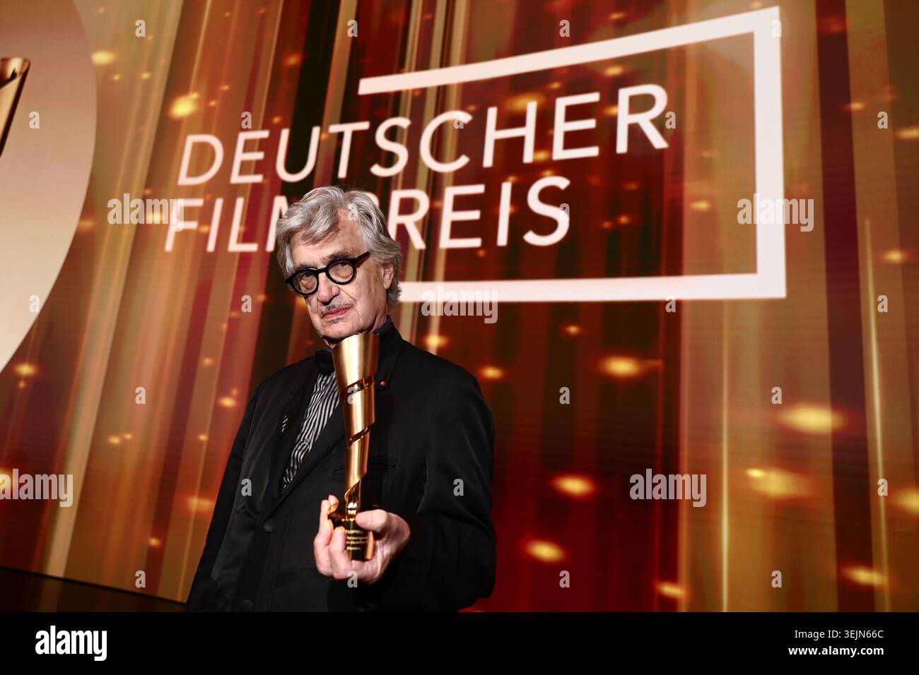 29 May 2026, Berlin: Wim Wenders, director, holds his honorary German ...