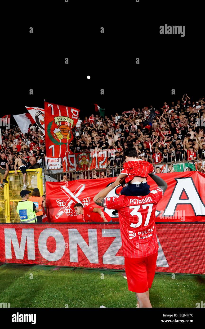 Andrea Petagna celebrates the Serie A promotion during the Serie B ...