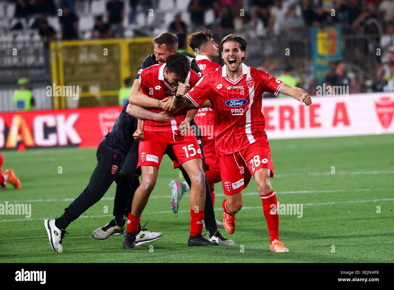 Andrea Colpani celebrates the Serie A promotion during the Serie B ...