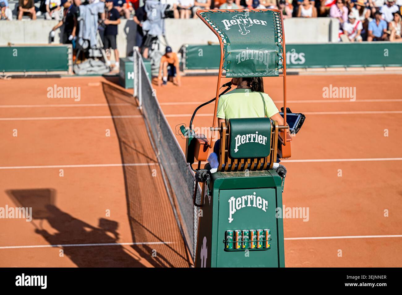 Atmosphere with chair referee umpire illustration with Perrier Logo ...