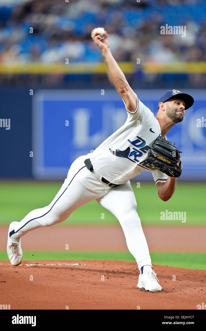 Tampa Bay Rays' Nick Martinez pitches to the Los Angeles Angels during ...