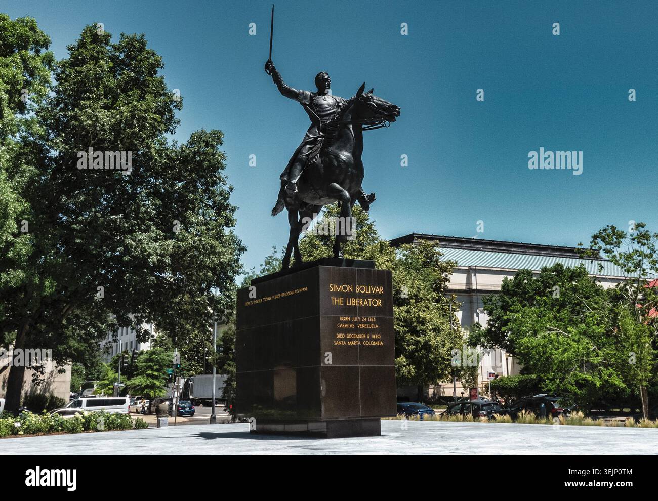 WASHINGTON, DC - MAY 29: Statue of Simon Bolivar on grounds beside the ...