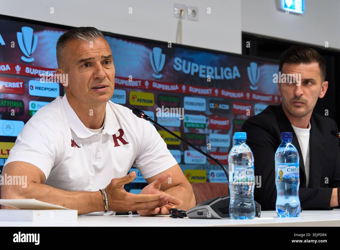 Bucharest, Romania. 29th May, 2026: Daniel Pancu (L), the new coach of ...