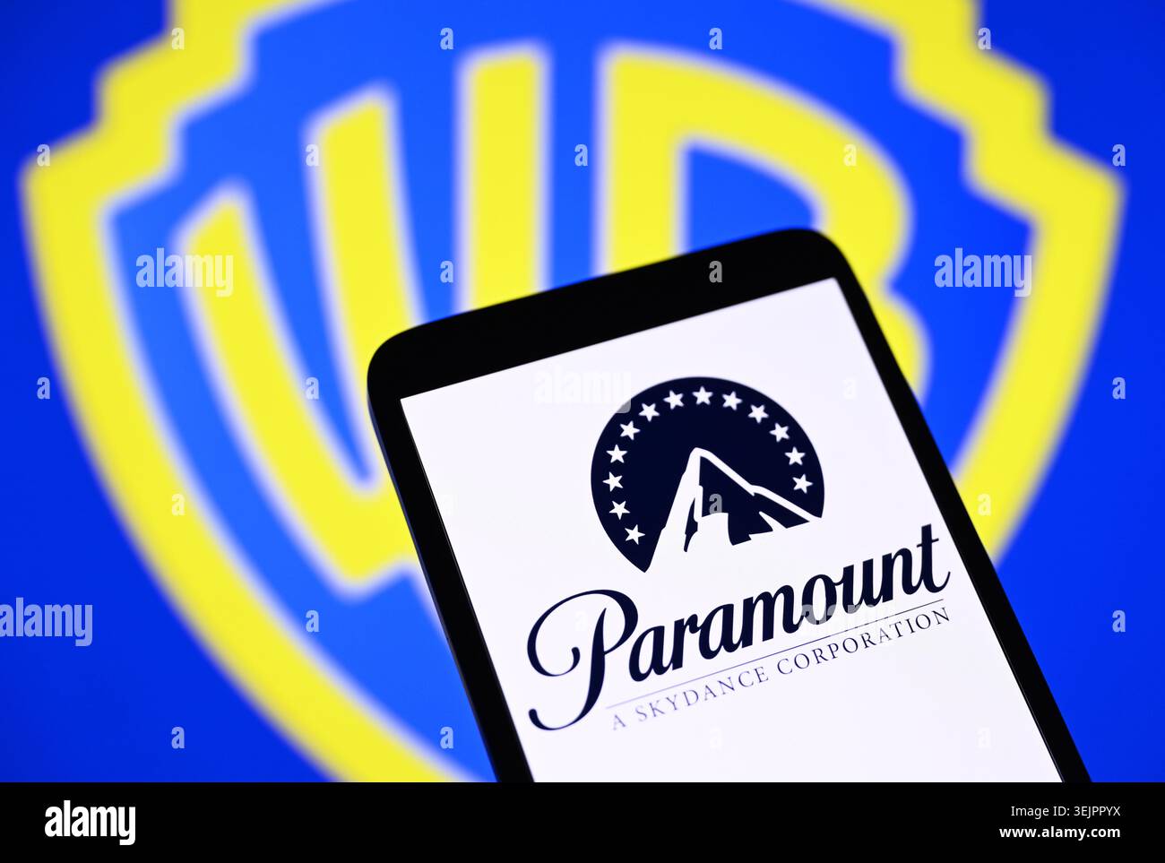 In this photo illustration, a Paramount Skydance Corporation logo is ...