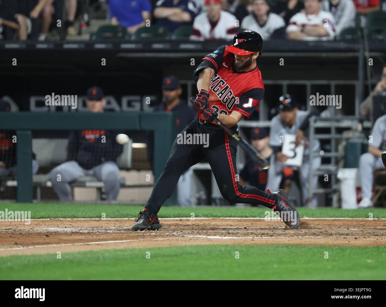 Chicago White Sox center fielder Tristan Peters hits a single against ...