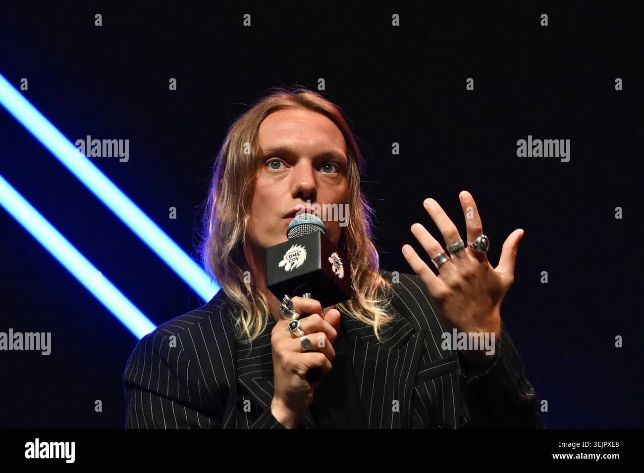 Jamie Campbell Bower, a British actor, speaking at event of Comic Con ...