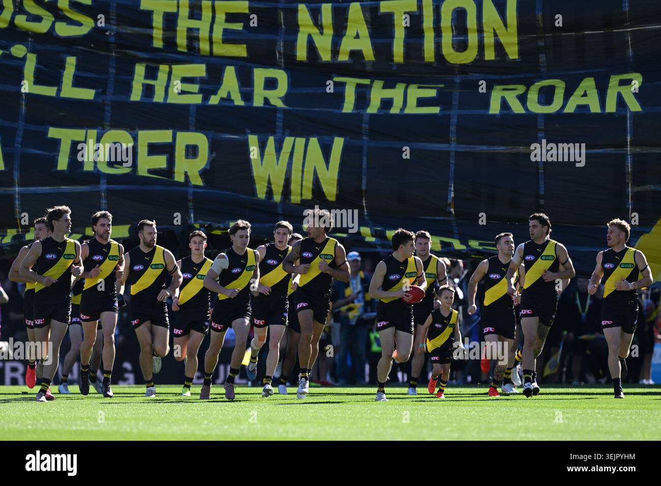 The Tigers run out ahead of the AFL Round 12 match between the Sydney ...