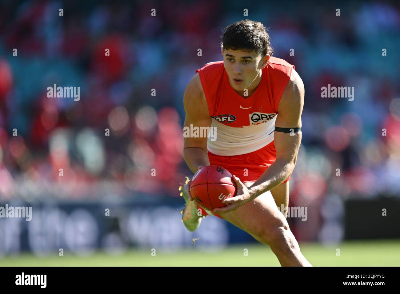 Debutant Harry Kyle of the Swans during the AFL Round 12 match between ...