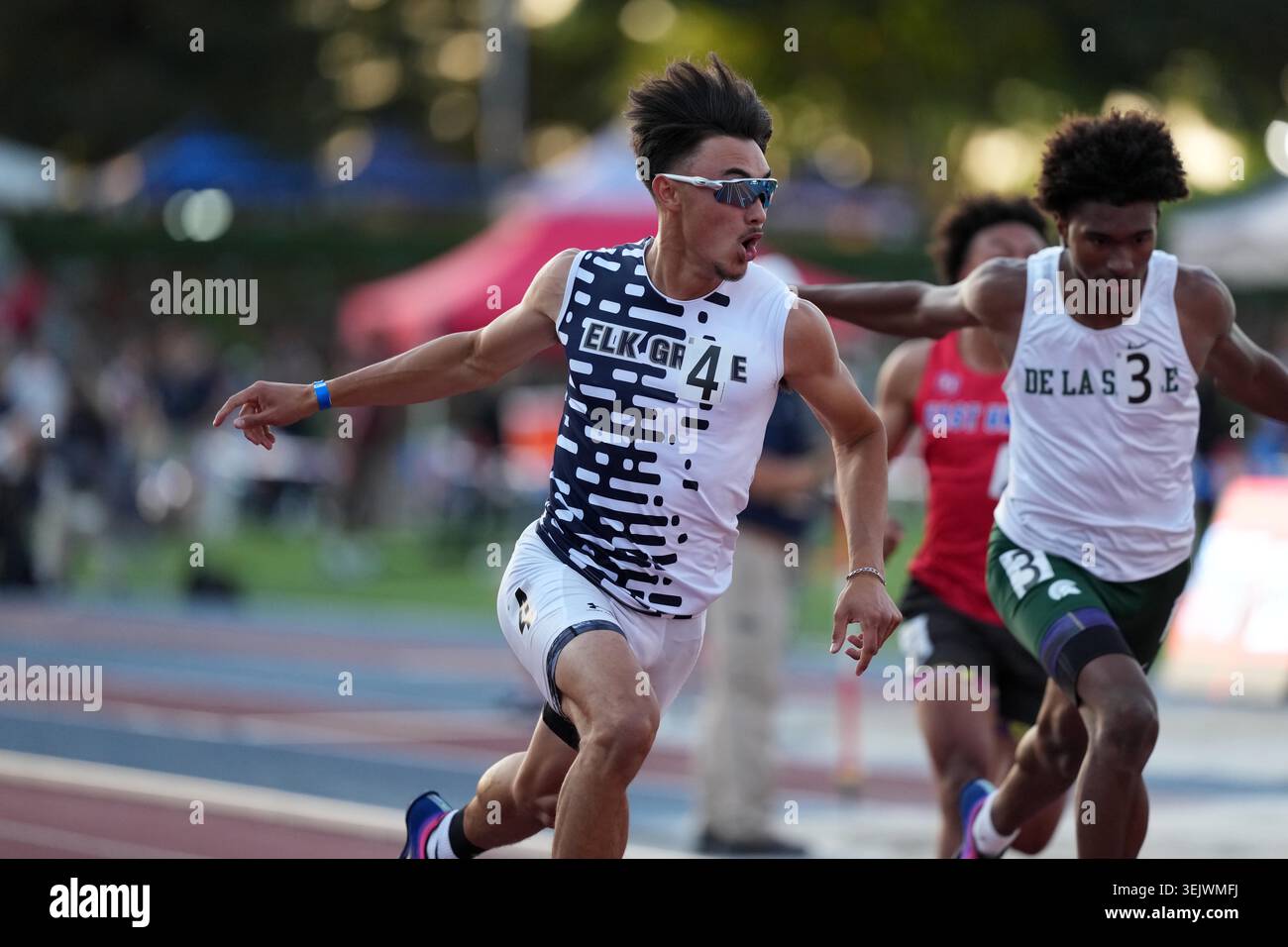 Cy Lugo of Elk Grove wins 100m heat in a wind-aided 10.20 for the top ...