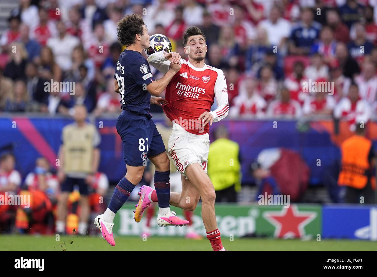 IPA85194432 - Kai Havertz of Arsenal FC and Joao Neves of Paris Saint ...