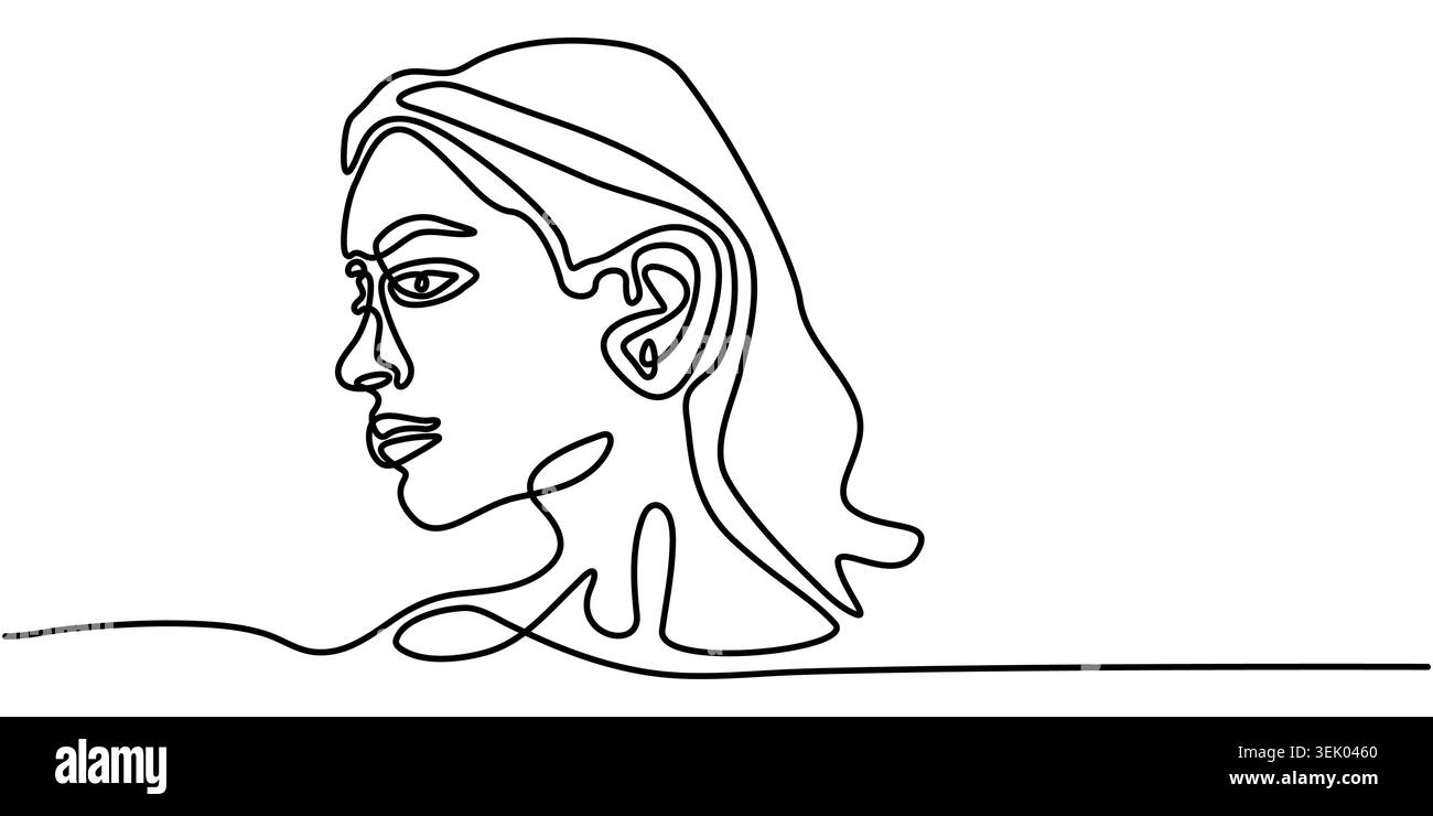 Minimalist Continuous Line Drawing of a Woman's Profile Stock Vector ...