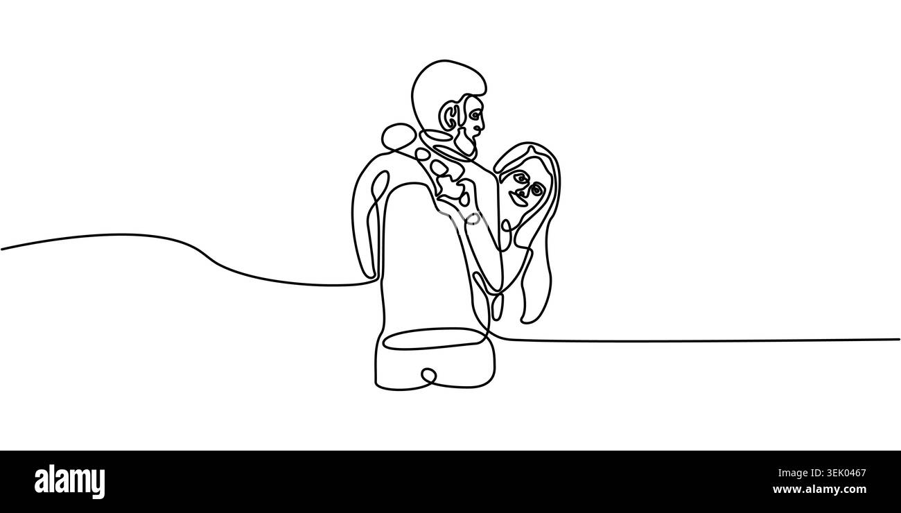 Minimalist Continuous Line Drawing of a Couple Embracing Stock Vector ...
