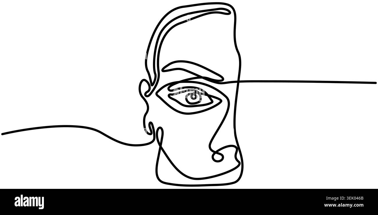Minimalist Continuous Line Drawing of a Human Face Stock Vector Image ...