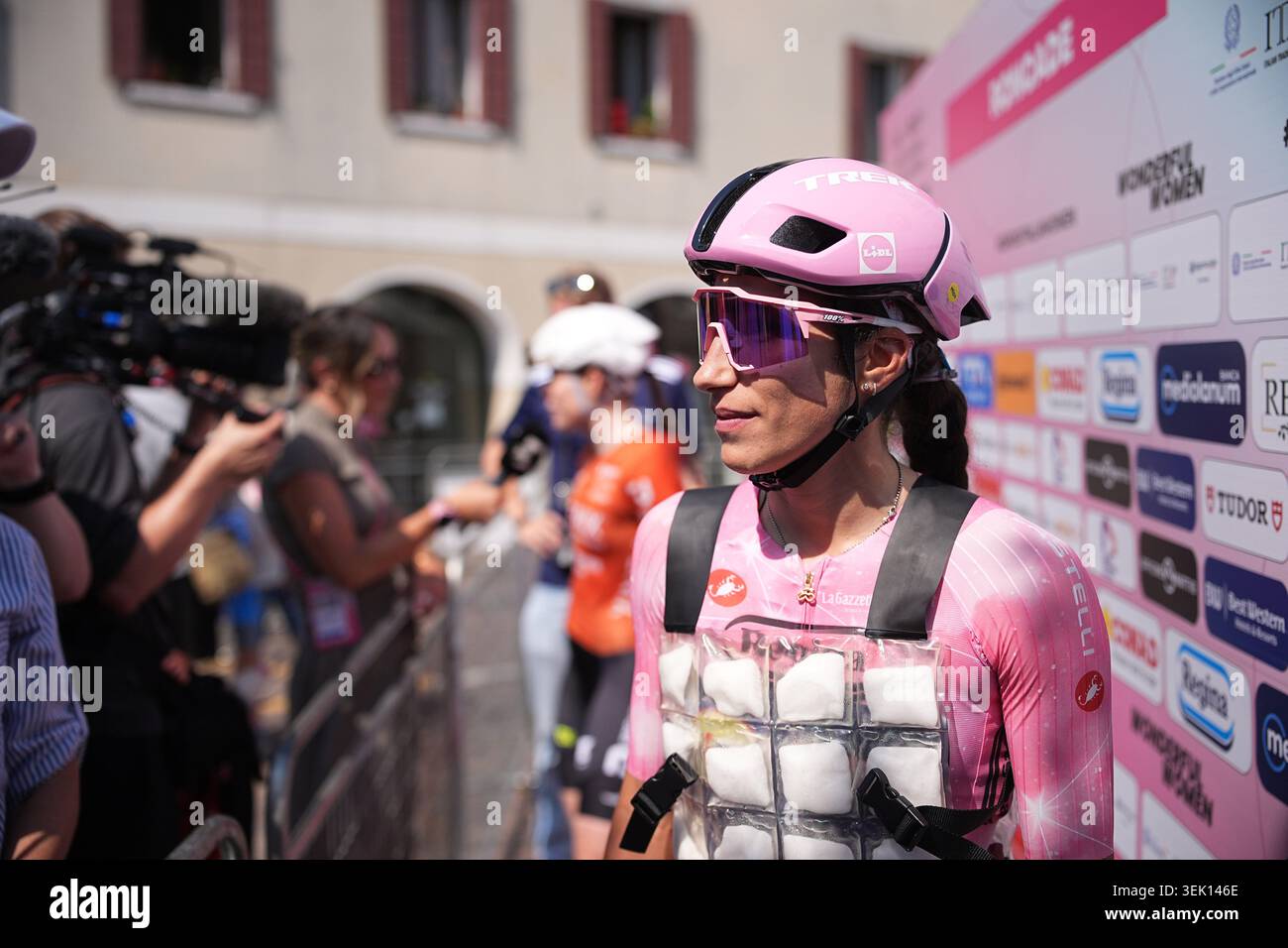 Italy’s Elisa Balsamo of Lidl - Trek’s pink jersey during Stage 2 of ...
