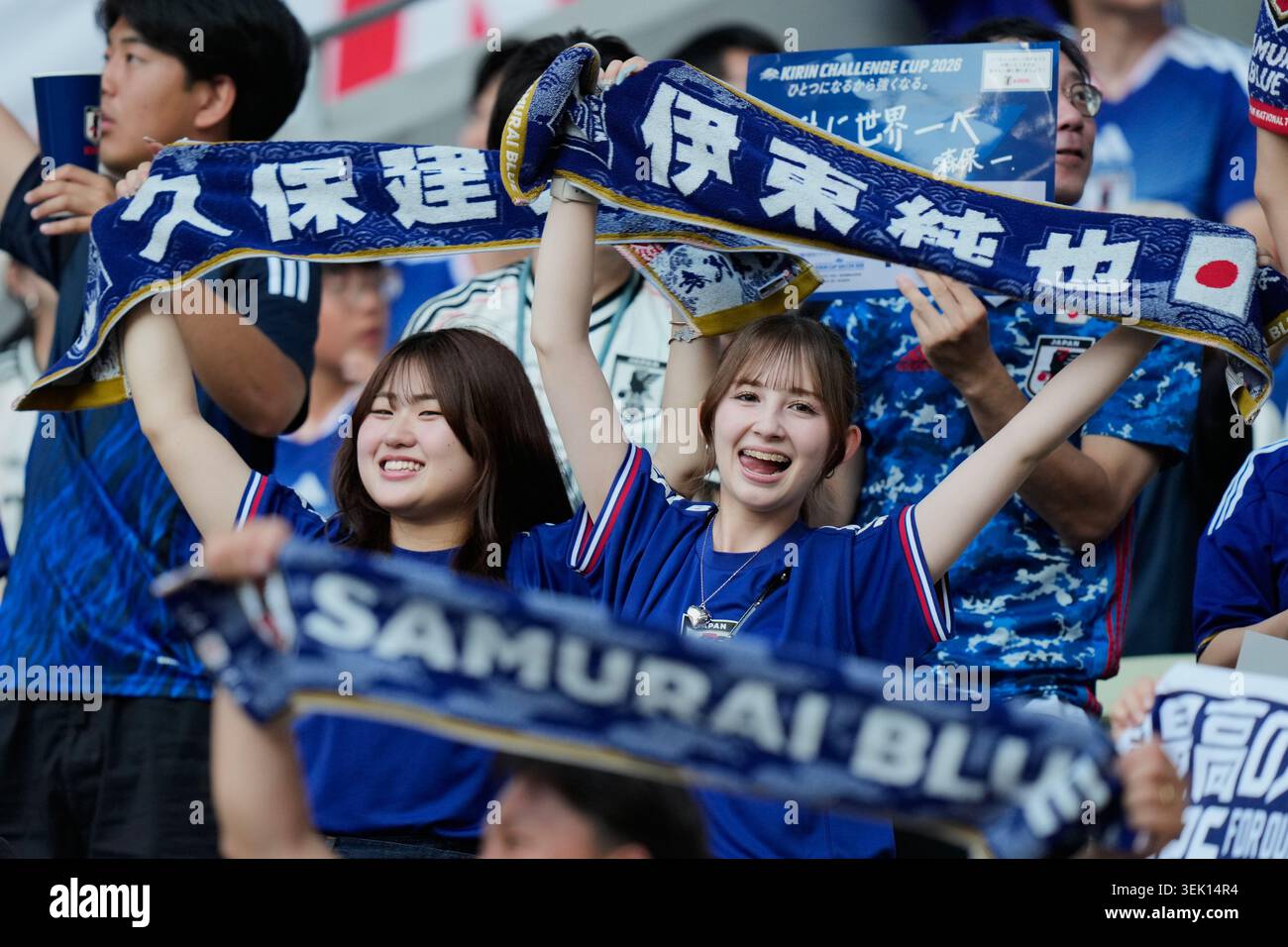 Japanese fans react ahead of the friendly soccer international between ...