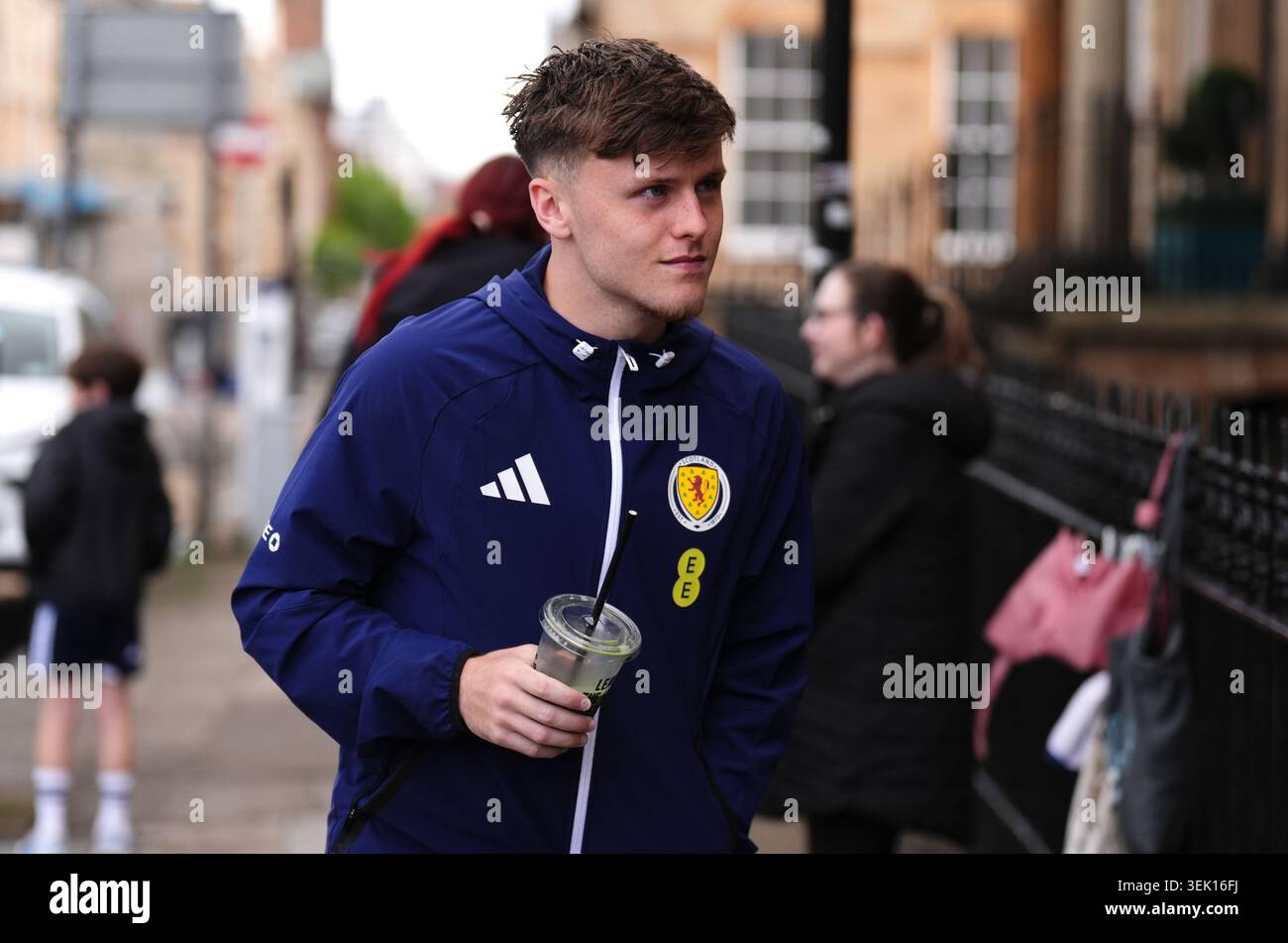Scotland's Ben Gannon-Doak as the arrive at the team hotel in Glasgow ...