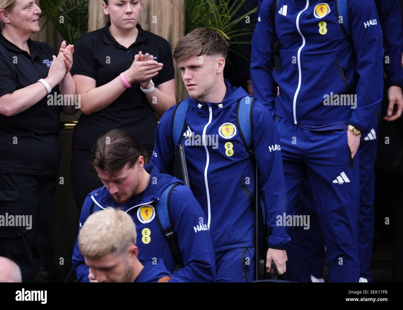Scotland's Ben Gannon-Doak as the players leave the team hotel in ...