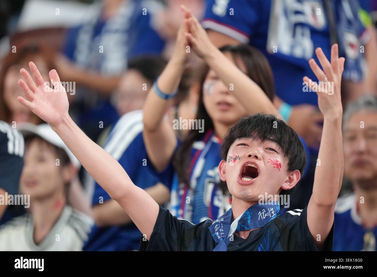 Japanese fans react ahead of the friendly soccer international between ...