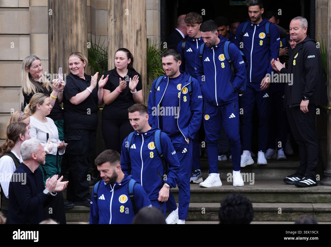 Scotland's John Souttar (centre) as the players leave the team hotel in ...