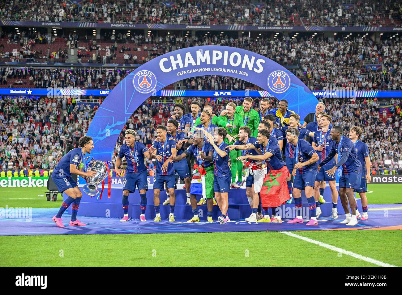 Budapest, Hungary. 30th, May 2026. Captain Marquinhos (5) and the ...