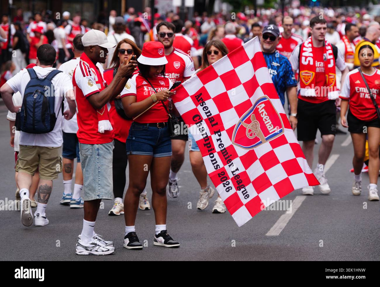 Arsenal fans on Holloway Road before a victory parade to celebrate ...