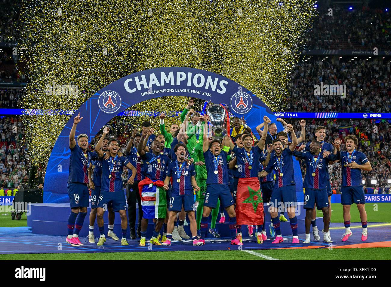 Budapest, Hungary. 30th, May 2026. Captain Marquinhos (5) and the ...