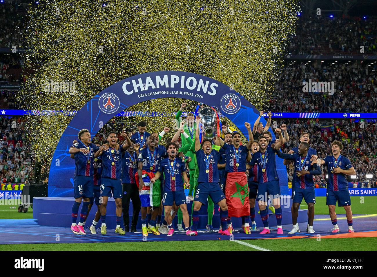 Budapest, Hungary. 30th, May 2026. Captain Marquinhos (5) and the ...