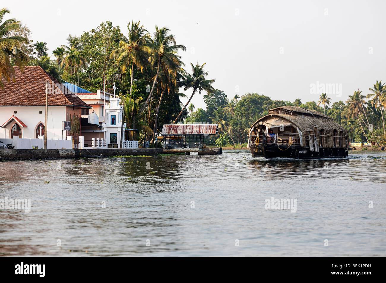 Kerala backwaters near Alleppey in India, water channels, small ...
