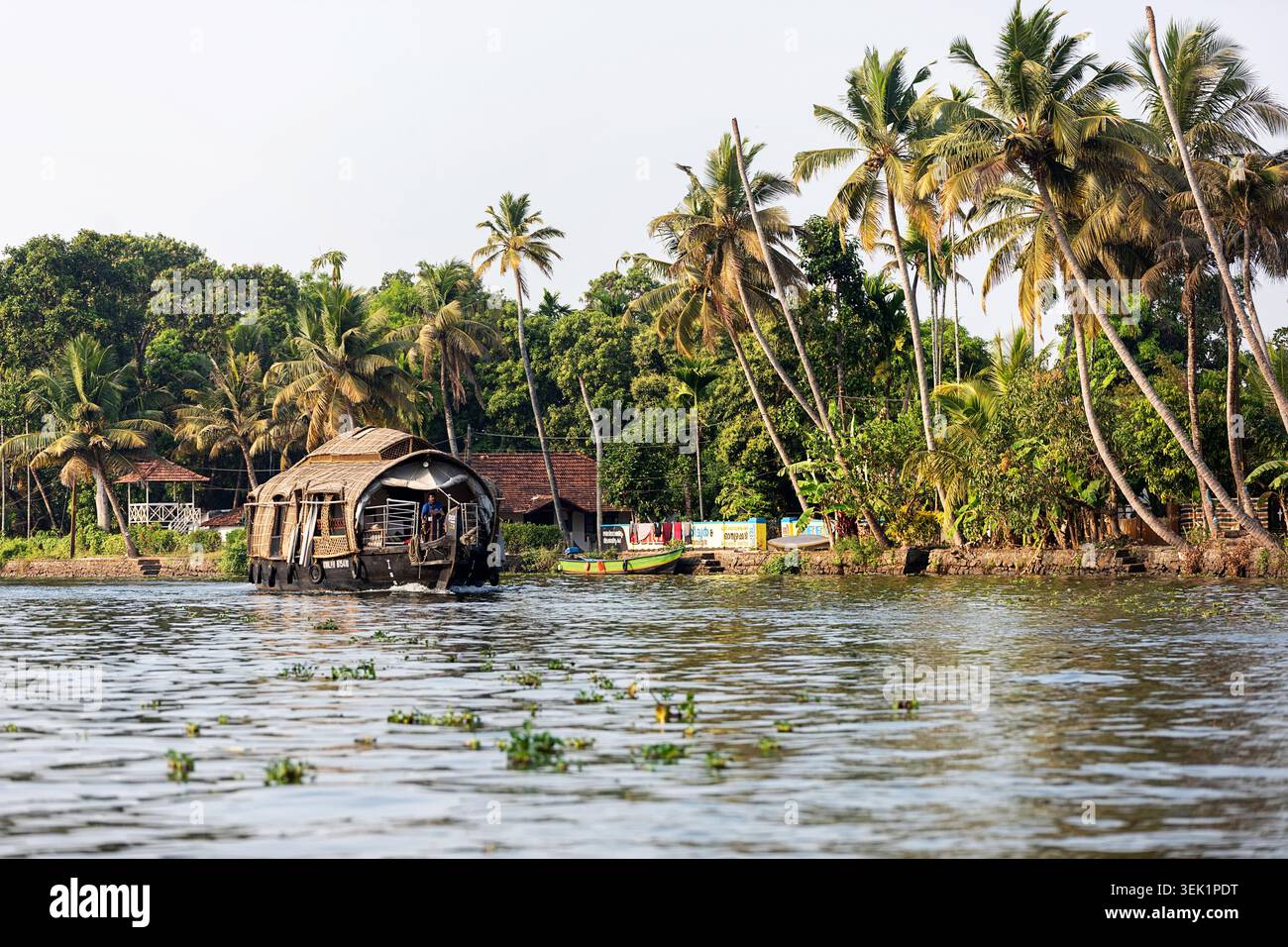 Scenic Kerala backwaters near Alleppey in India, water channels, small ...