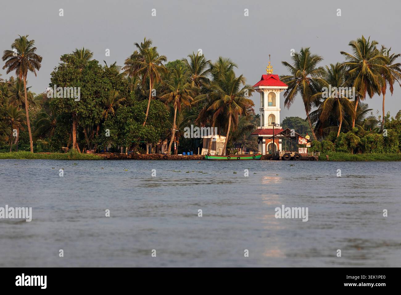 Beautiful christian church near a water channel in kerala backwaters ...