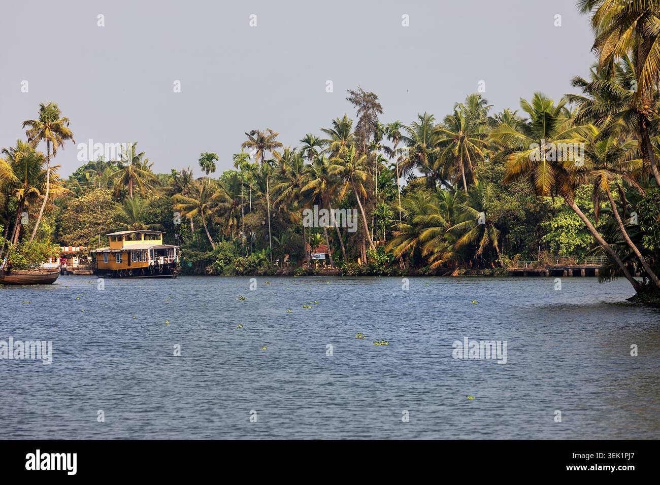 Scenic Kerala backwaters near Alleppey in India, water channels, small ...