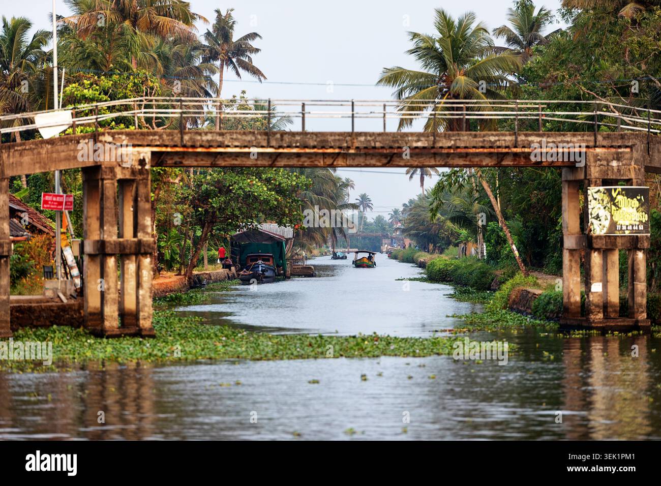 Scenic Kerala backwaters near Alleppey in India, water channels, small ...