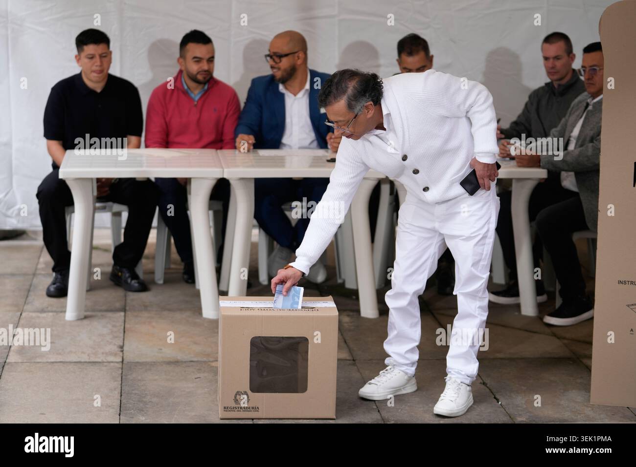President Gustavo Petro votes during the presidential election in ...