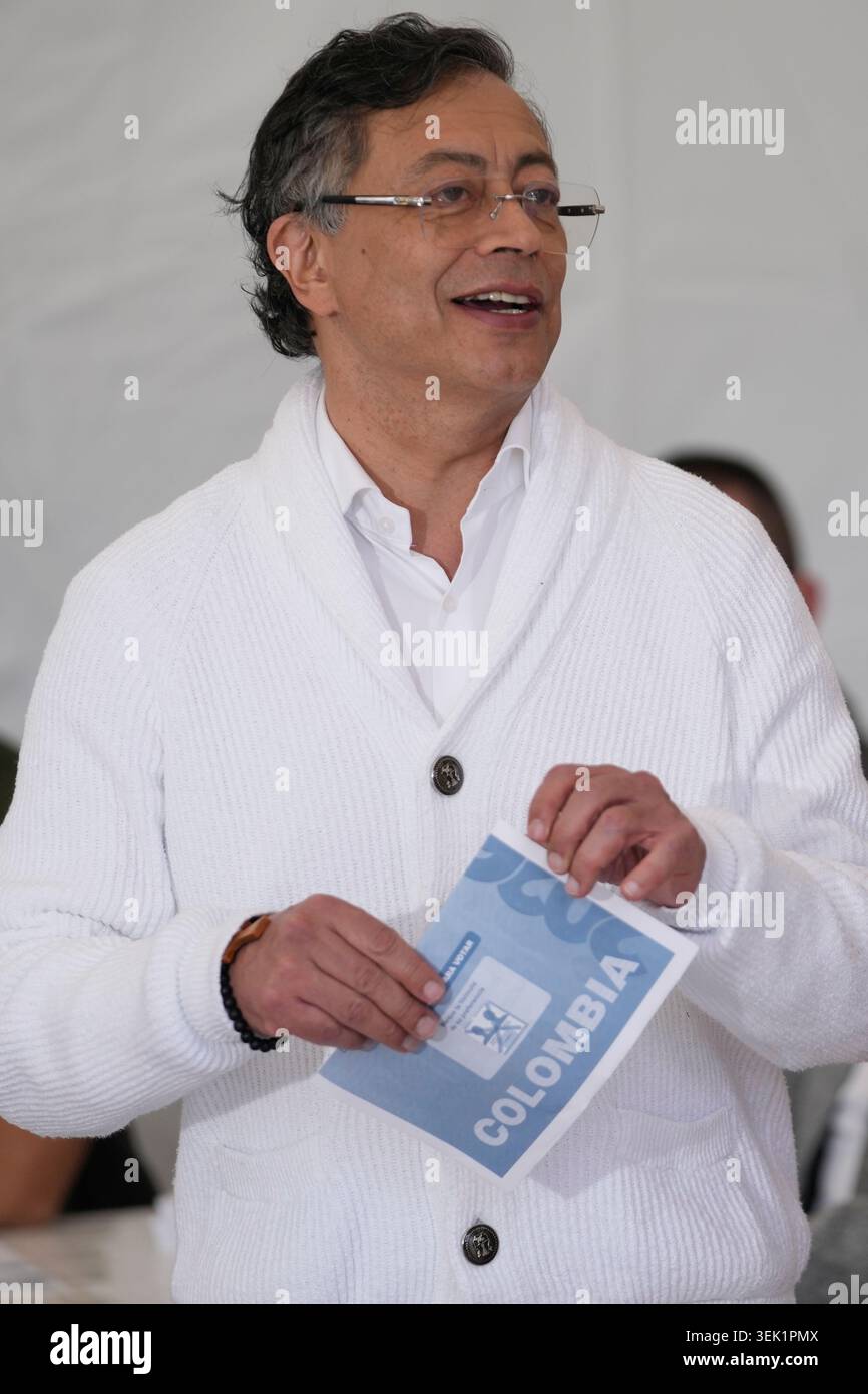 President Gustavo Petro votes during the presidential election in ...