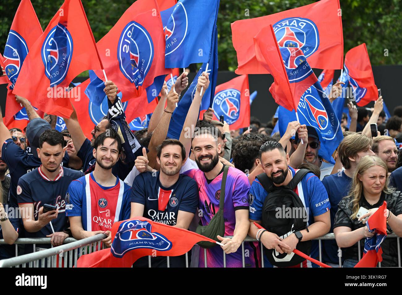 PSG's fans gather the day after winning the Champions League title, at ...