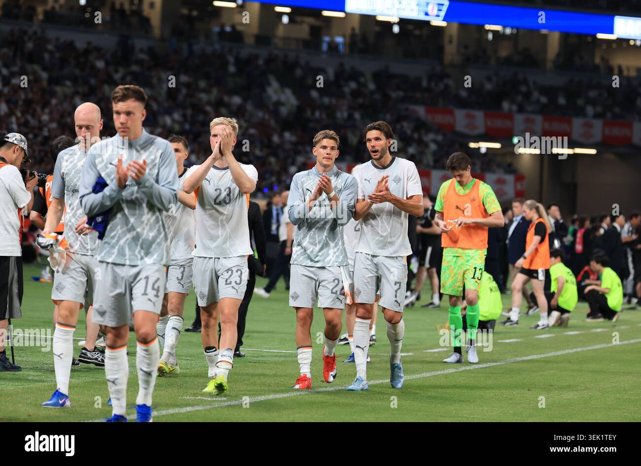 Iceland players applaud after losing an international friendly match ...
